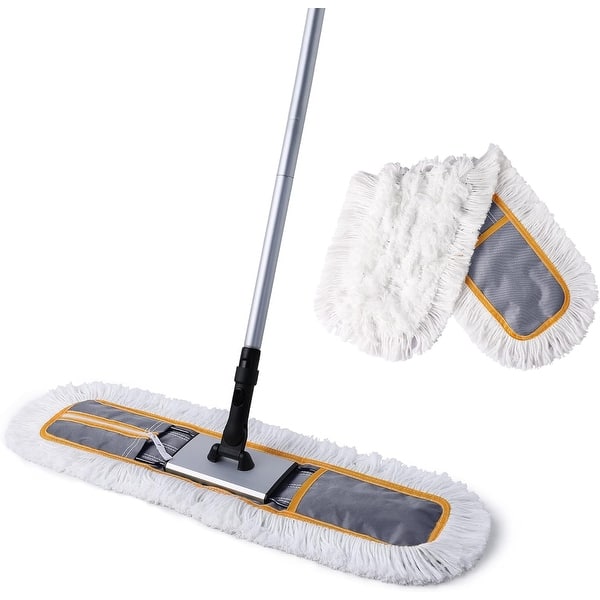 24" Commercial Dust Mop for Floor, with 59" Extendable Long Handle ...