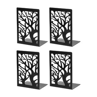 2 Set Tree L-Shaped Bookend for Home Office Stationery Storage, Black ...