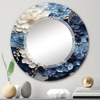 Designart "Blue and White Marble Dreams" Abstract Modern Wall Mirror ...