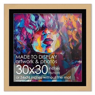 30x30 Frame Natural Matted for 30x30 Picture or 34x34 Art Poster - Bed ...