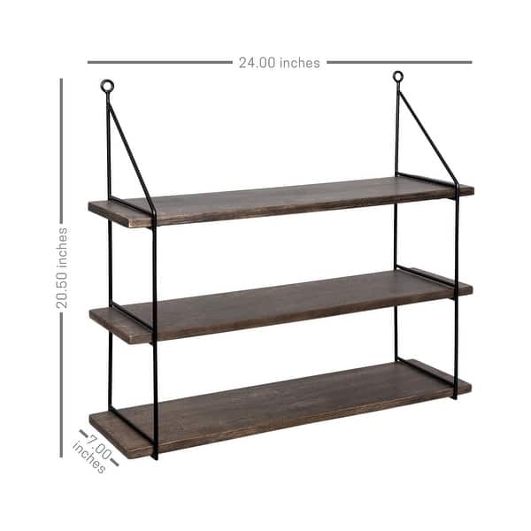 Three Tier Wood and Metal Hanging Wall Shelf - Bed Bath & Beyond - 35456420