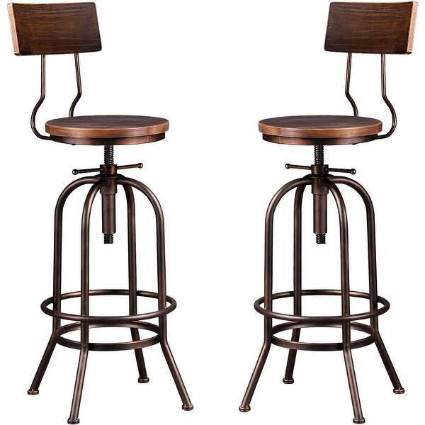 Industrial Bar Stool-Adjustable Swivel Round Wood Metal Kitchen - Bed ...