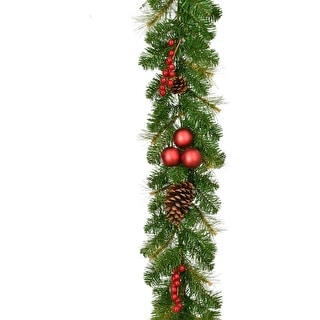 Fraser Hill Farm 9-Ft. Joyful Decorative Garland - with Pinecones and ...