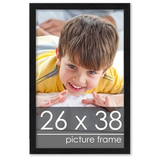 26x38 Traditional Black Wood Picture Frame - UV Acrylic, Foam Board ...