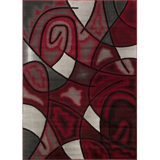 LYKE Home Machine made Olefin Abstract Red Area Rug - Bed Bath & Beyond ...