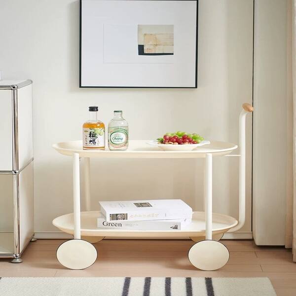 Movable Small Pushcart Inimalist Style Coffee Table Storage Cart Double ...