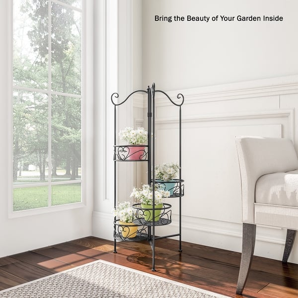 4-Tier Plant Stand Indoor or Outdoor Garden Display with Staggered ...