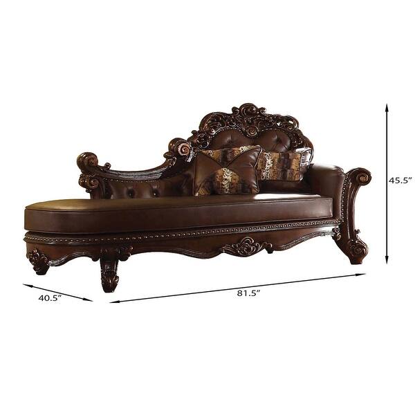 Casada Brown and Cherry Tufted Back Chaise with Accent Pillows - Bed ...