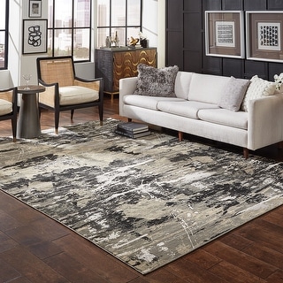 Style Haven McHugh Hi-low Textured Abstract Black and Gold Area Rug ...