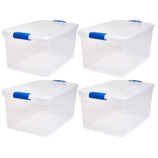 Homz 66 Quart Heavy Duty Modular Stackable Storage Containers, Clear, 4 ...