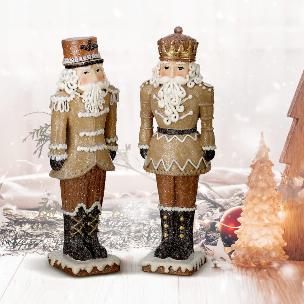 7" Resin Gingerbread Frosted Nutcracker Set of 2 - Overstock - 36560714