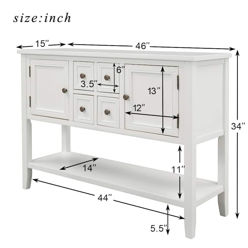 Buffet Sideboard Wood Console Table with Bottom Shelf - Overstock ...