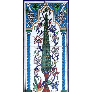 12x24 Pine Tree Design 8pc Mosaic Ceramic Tile Wall Mural - Bed Bath ...