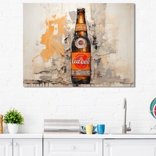 Designart "Beer Bottle And Wall Paint Ripping Off I" Beer Wall Art ...
