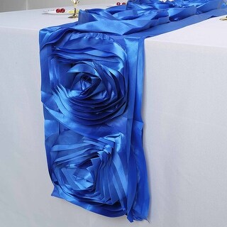 Satin Large Raised Roses Linens Party Wedding 13" x 104" Royal Blue ...