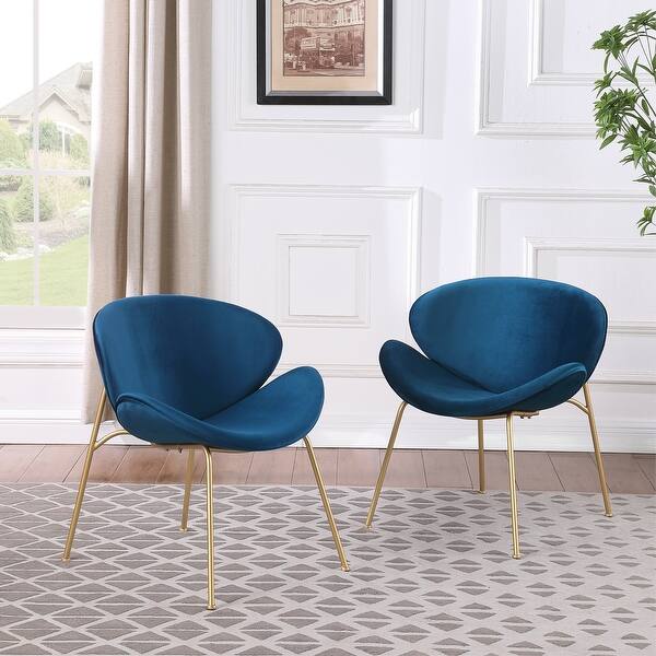 Modern Velvet Dining Chairs Set of 2, Fallow Living Room Accent Chairs ...