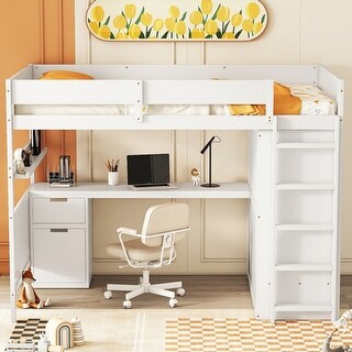Modular Design Wooden Loft Bed Full Size Wooden - Bed Bath & Beyond ...