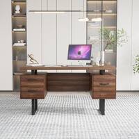 Gray Rectangle MDF Computer Desk with 3 Drawers - Bed Bath & Beyond ...
