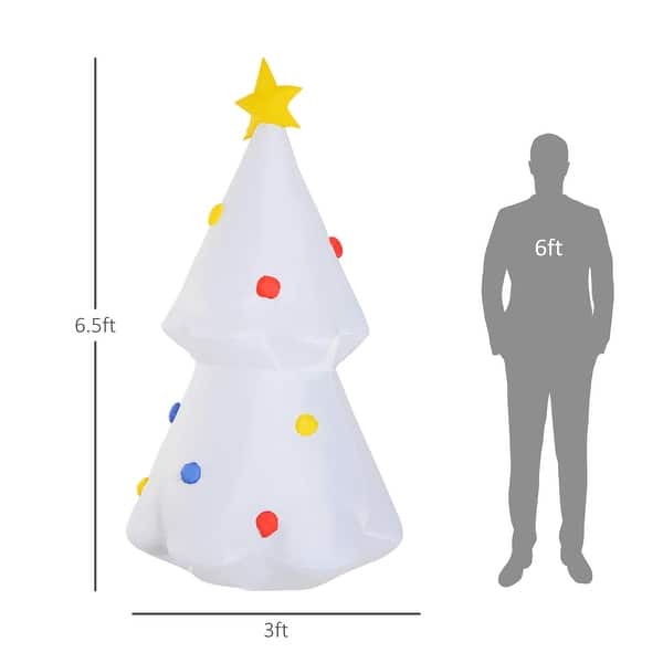 HOMCOM 6 ft. Snowy Light-up Inflatable Christmas Tree, Outdoor ...