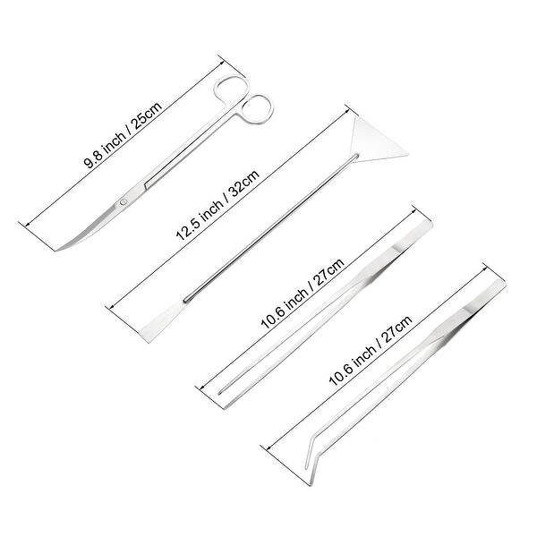 4 in 1 Set Tweezers Scissors Spatula with Flannelette Bag - Silver Tone ...