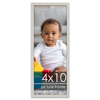 4x10 Traditional White Washed Complete Wood Picture Frame with UV ...