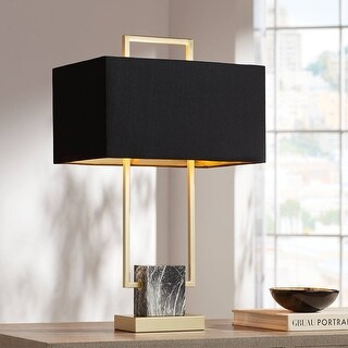 360 Lighting Carl Gold Table Lamp with Black Rectangle Shade - 24" x 15 ...