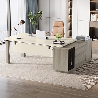 71-inch Executive Desk, Reversible L-shaped desk with Cabinet - Bed ...