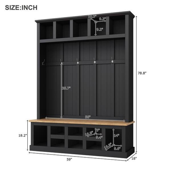 78''H Modern Hall Tree with Wide Storage Seating Bench - Bed Bath ...