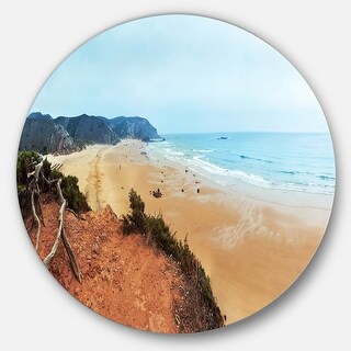 Designart 'Tranquil Coastline with Waves' Beach Round Metal Wall Art ...