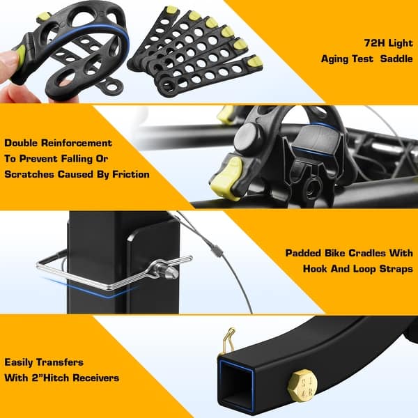 Arksen Premium 3-Bike Carrier Rack Hitch Mount Swing Down Bicycle Rack ...