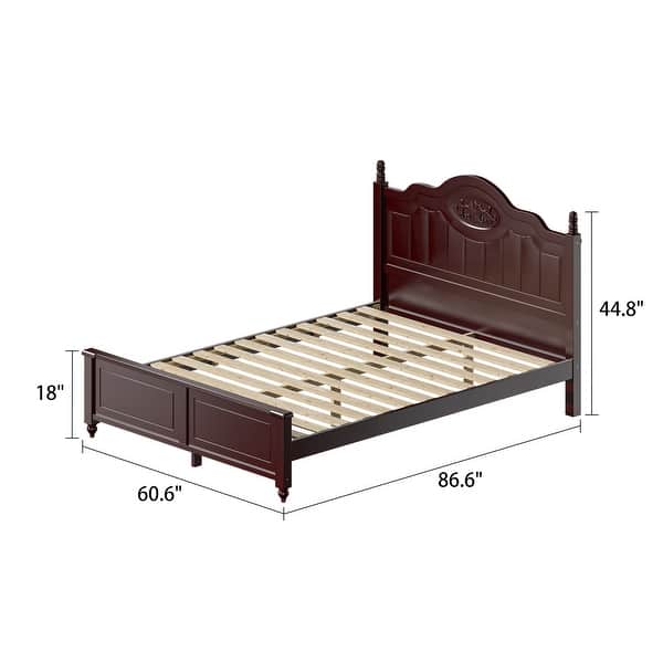Queen Bed Frame with Wood Headboard Rustic Queen Platform Bed Frame ...