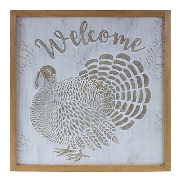 Metal Welcome Turkey Sign 20"SQ - Bed Bath & Beyond - 37922427