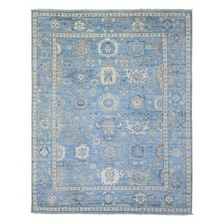 Shahbanu Rugs Baby Blue Afghan Oushak with All Over Floral Motifs ...