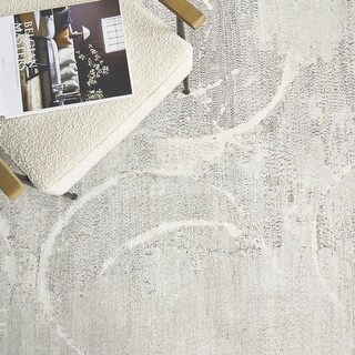 EXQUISITE RUGS Fine Pure Silk Hand-knotted Silk Grey/Ivory Area Rug ...