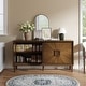 Brown Credenza TV Stand Console Cabinet with Adjustable Shelves, Buffet ...