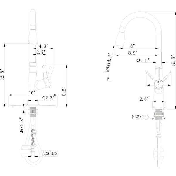 Kitchen Faucet with Pull Down Sprayer Single Handle Kitchen Sink ...