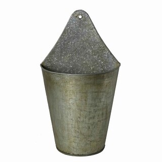 Metal Wall Bucket With Round Tapered Body And Triangular Top Gray ...