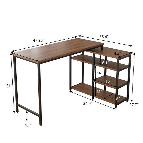 Vintage Style L-Shaped Computer desk with Open Shelves - Bed Bath ...