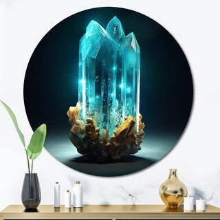 Designart "Turquoise Gold Vibrant Stones" Stone Geode Large Metal ...