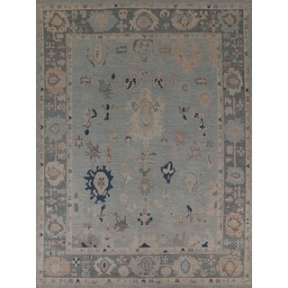 Light Blue Oushak Turkish Rug Handmade Nursery Wool Carpet - 8'0"x9'11 ...