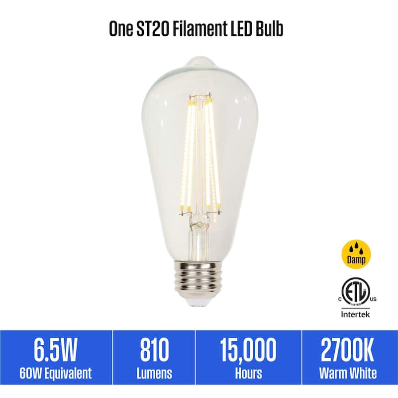 Westinghouse Lighting 6.5-Watt (60-Watt Equivalent) Clear ST20 Dimmable ...
