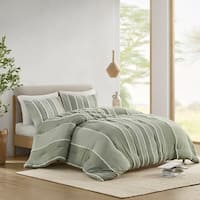 INK+IVY Shay 3 Piece Striped Cotton Comforter Set - Bed Bath & Beyond ...
