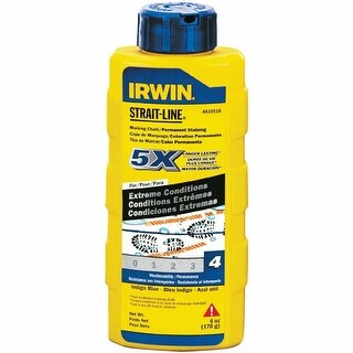Irwin STRAIT-LINE 6 Oz. Blue Permanent Staining 5X Chalk Line Chalk - 1 ...