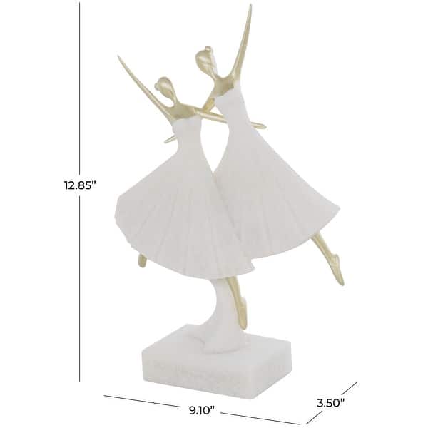 Cream Polystone Ballet Dancer Decorative Sculpture with Gold Accents ...