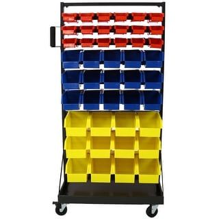 90 Parts Bin Shelving Storage Organizer with Locking Wheels - Bed Bath ...