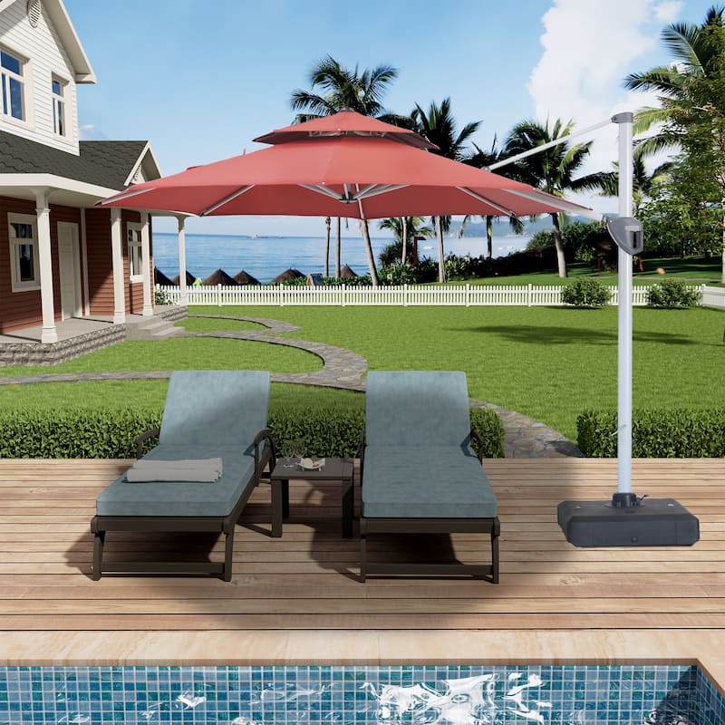 10 ft. Octagon Cantilever Patio Umbrellas Adjustable 5 Angle Outdoor ...