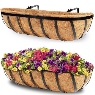 24inch Window Planter Box 2Pcs Iron Window Deck Railing Planter with ...