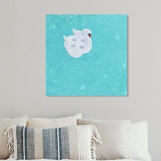 Oliver Gal 'Pool Swan' Holiday and Seasonal Blue Wall Art Canvas Print ...