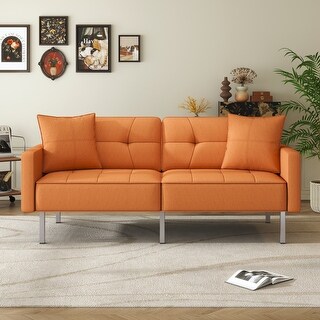 74" Convertible Futon Loveseat with Pillows - Bed Bath & Beyond - 41424288