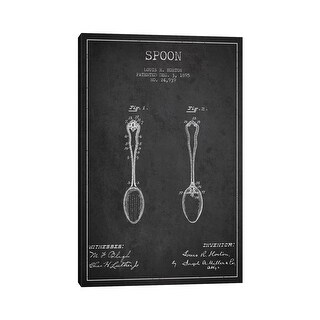 iCanvas "Spoon Charcoal Patent Blueprint" by Aged Pixel Canvas Print ...